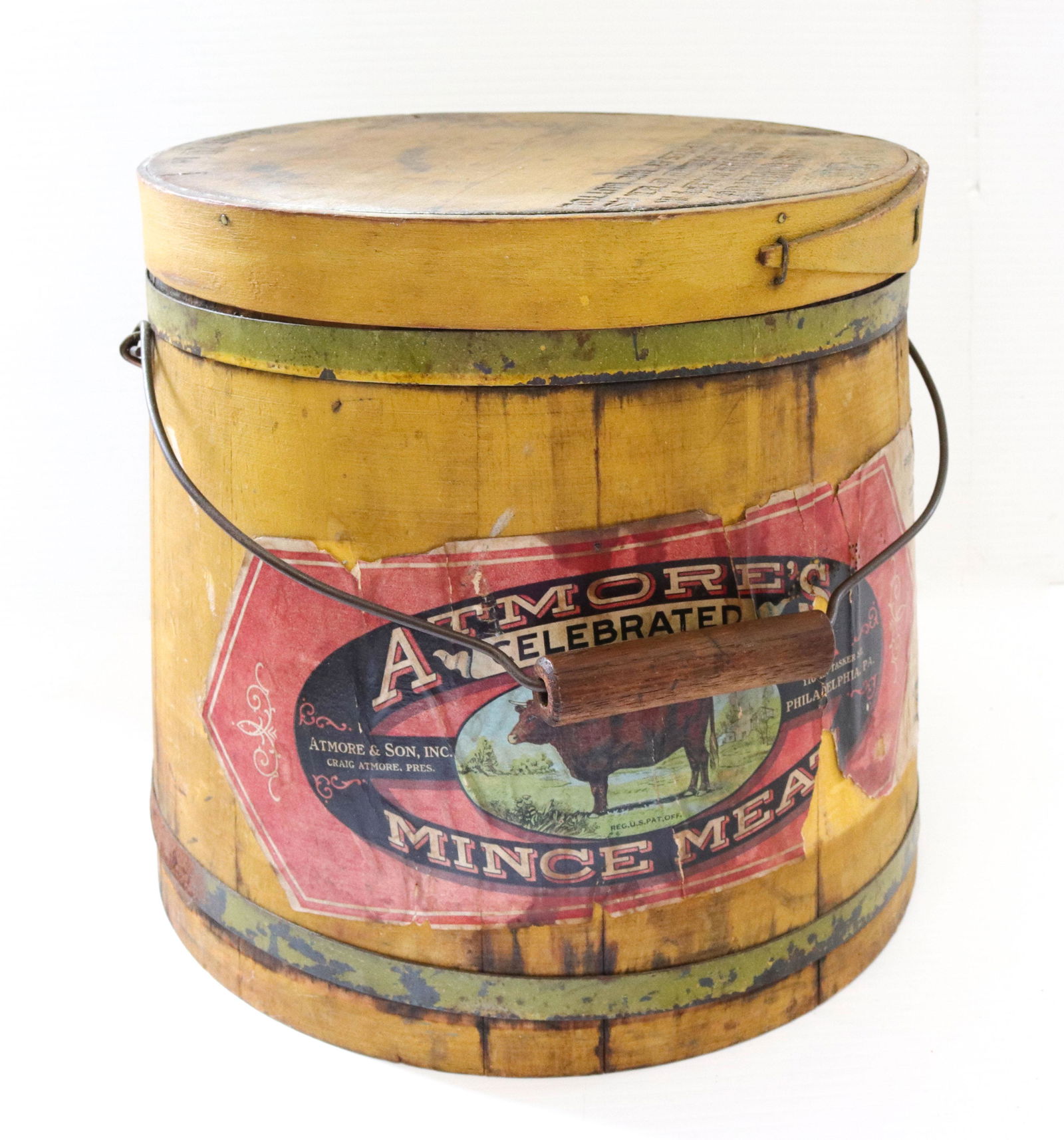 Painted Wooden Mince Meat Bucket
