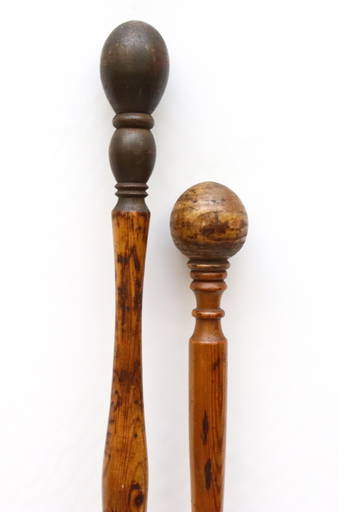 (2) Carved Wooden Parade Batons