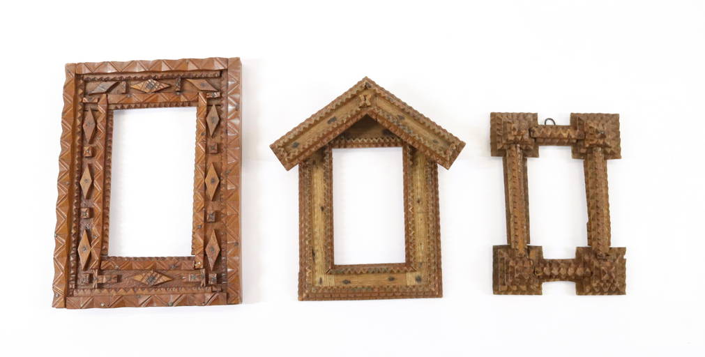 Group Lot Of Small Tramp Art Frames