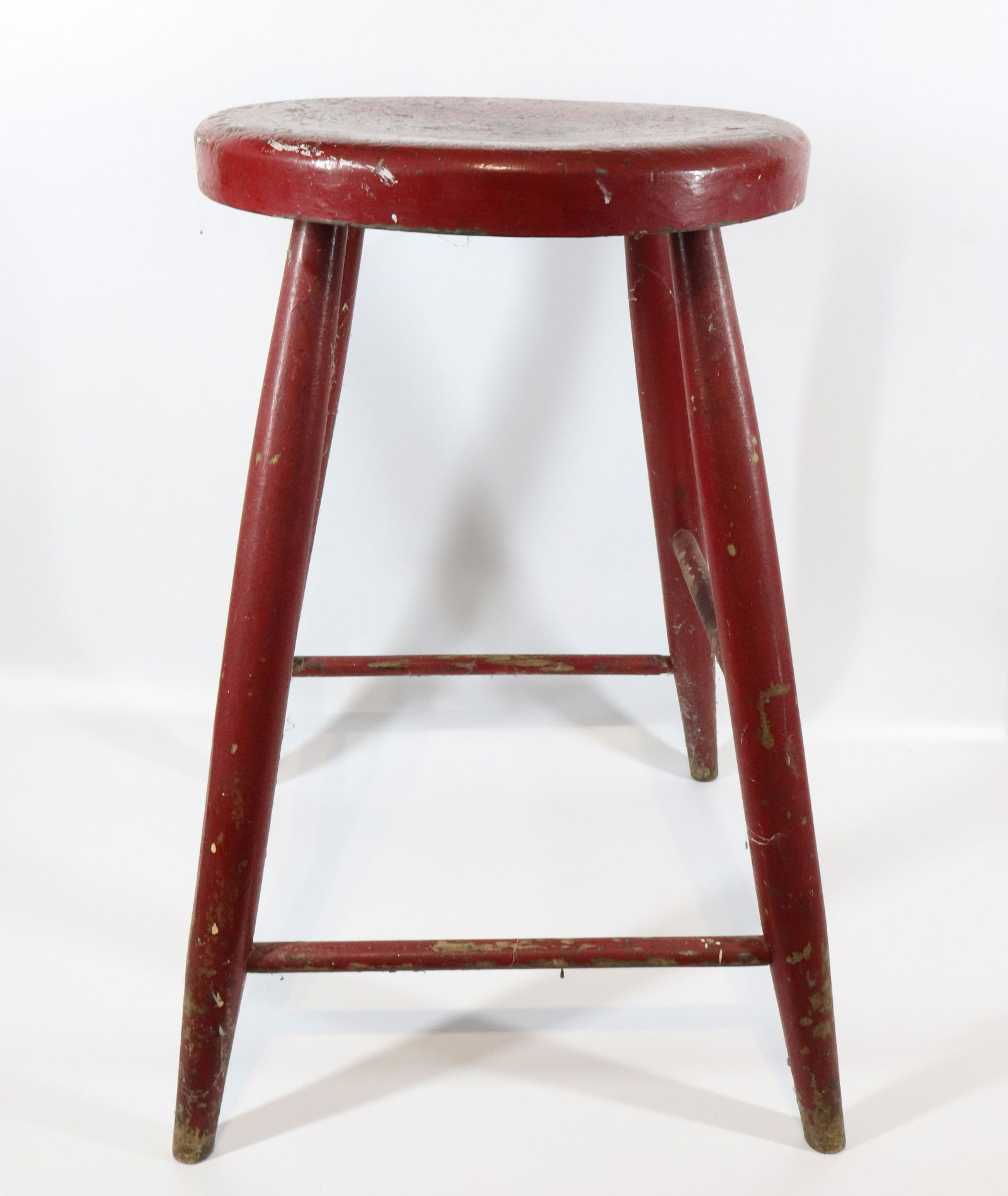 Red Painted Wooden Stool