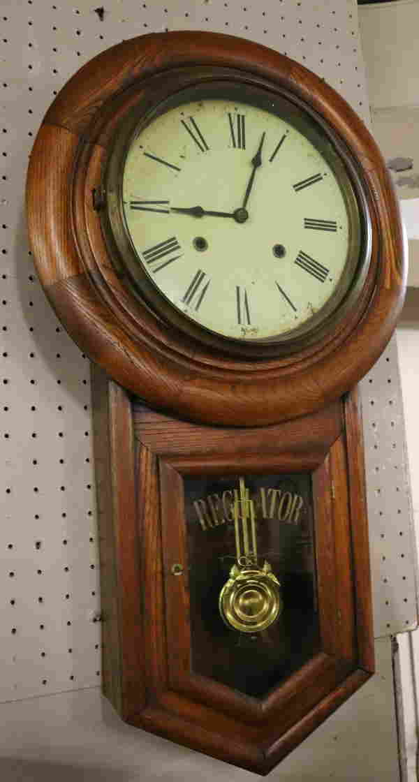 ANTIQUE REGULATOR WALL CLOCK (#0292) on Jan 16, 2023 | Hartzell's ...