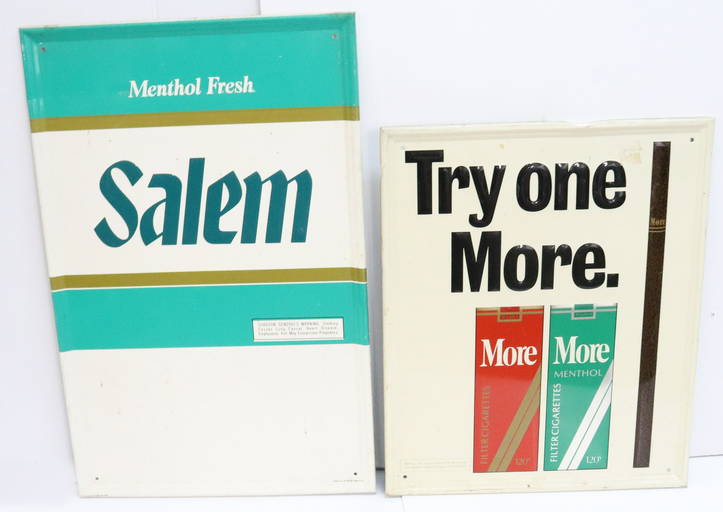 (2) CIGARETTE ADVERTISING SIGNS (#0303) on Feb 27, 2023 | Hartzell's ...