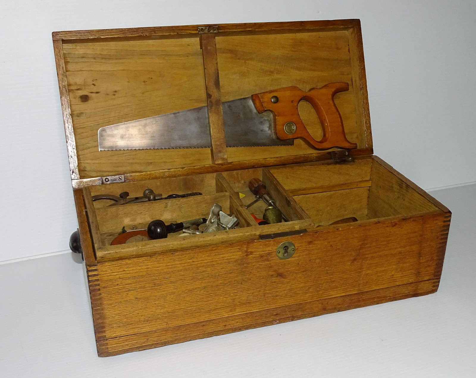 Antique Oak Tool Box And Contents Auction