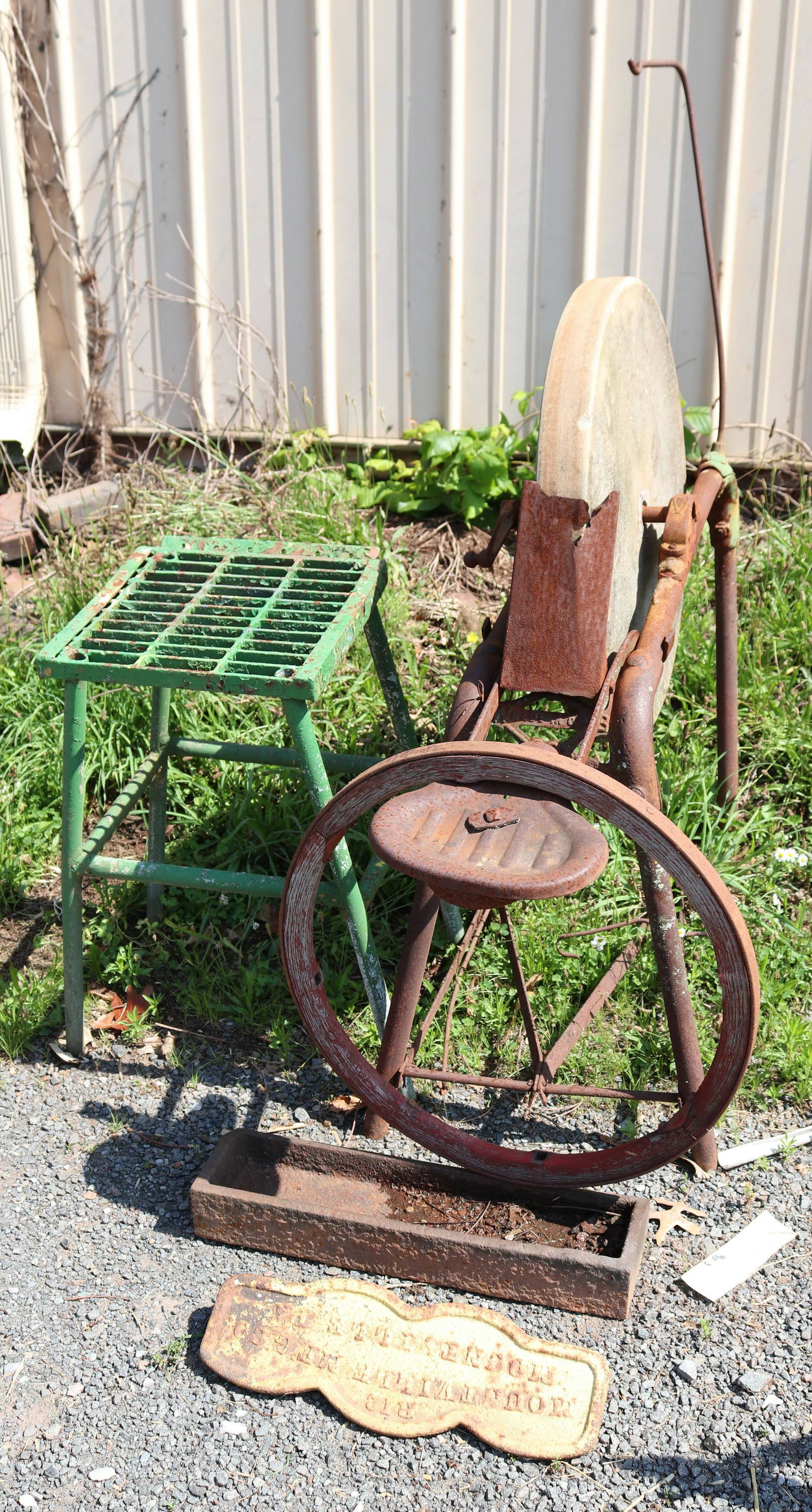 Large Grindstone And Table Auction