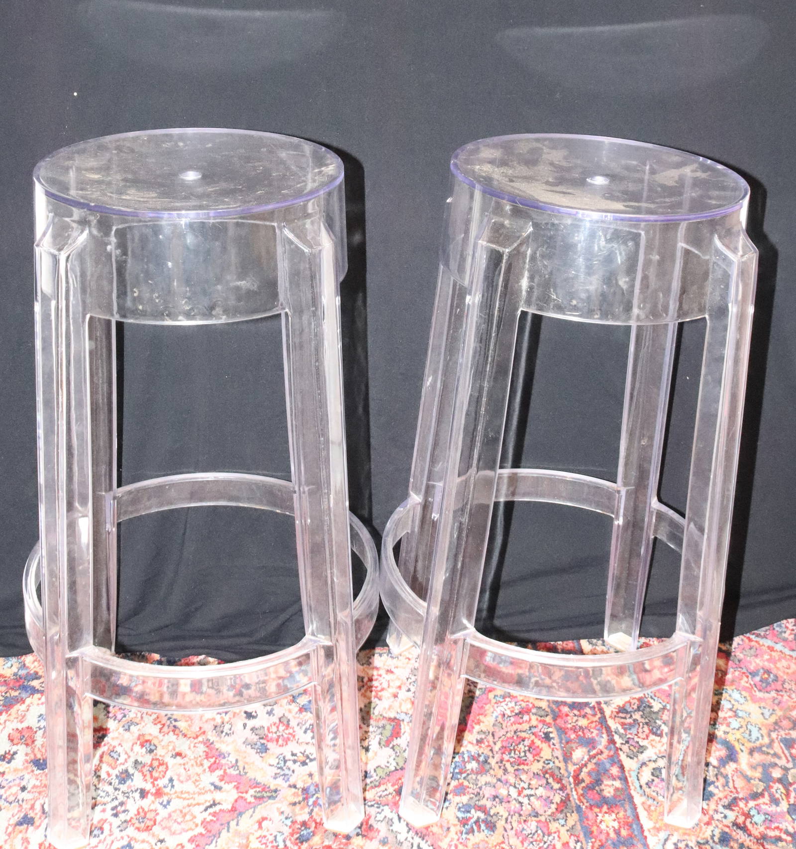 Pair Of Lucite Ghost Stools Auction
