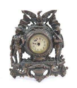 Gilt Metal Spanish American War Clock Cast Iron With