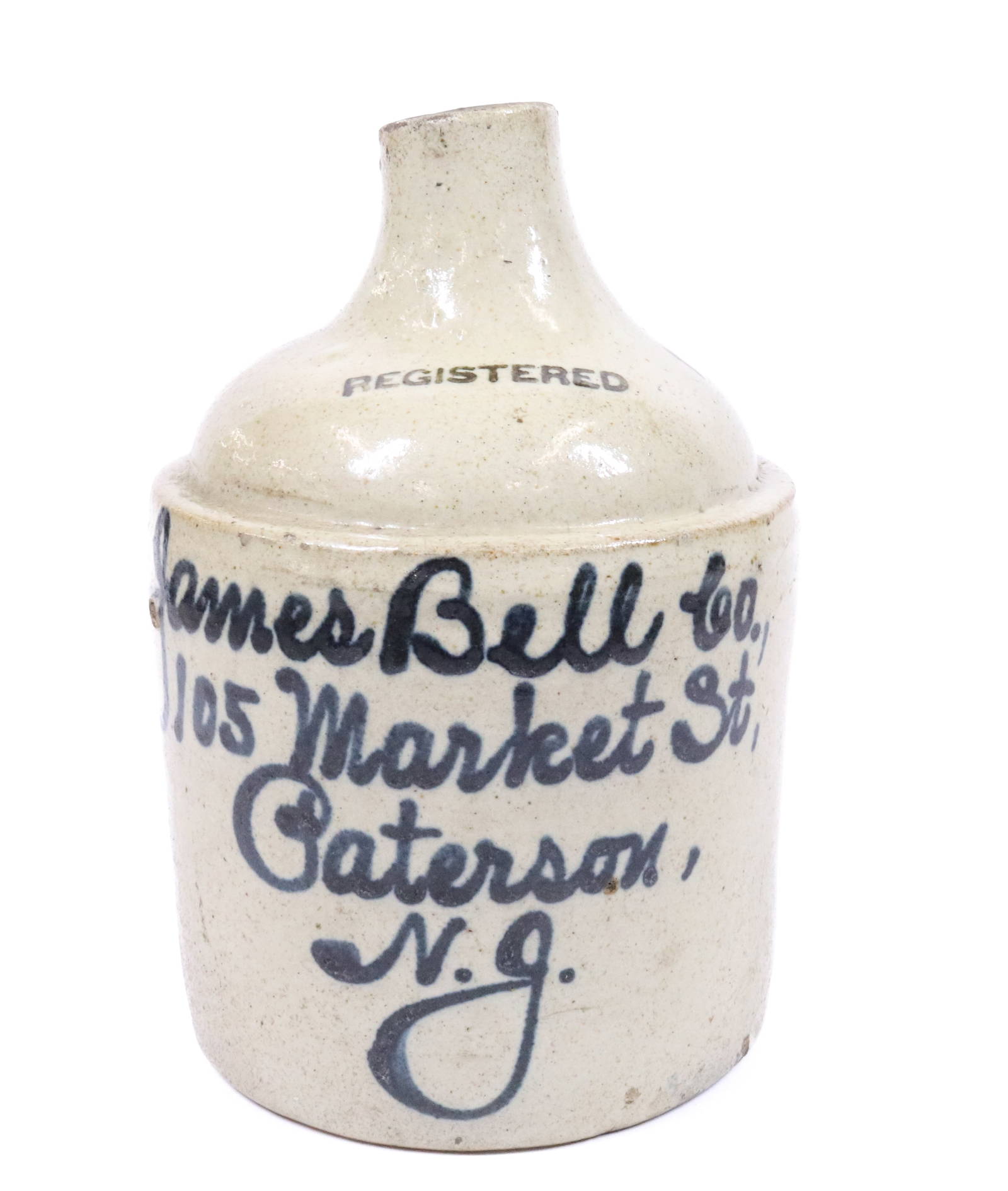 James Bell Co. Blue Decorated Advertising Jug Auction