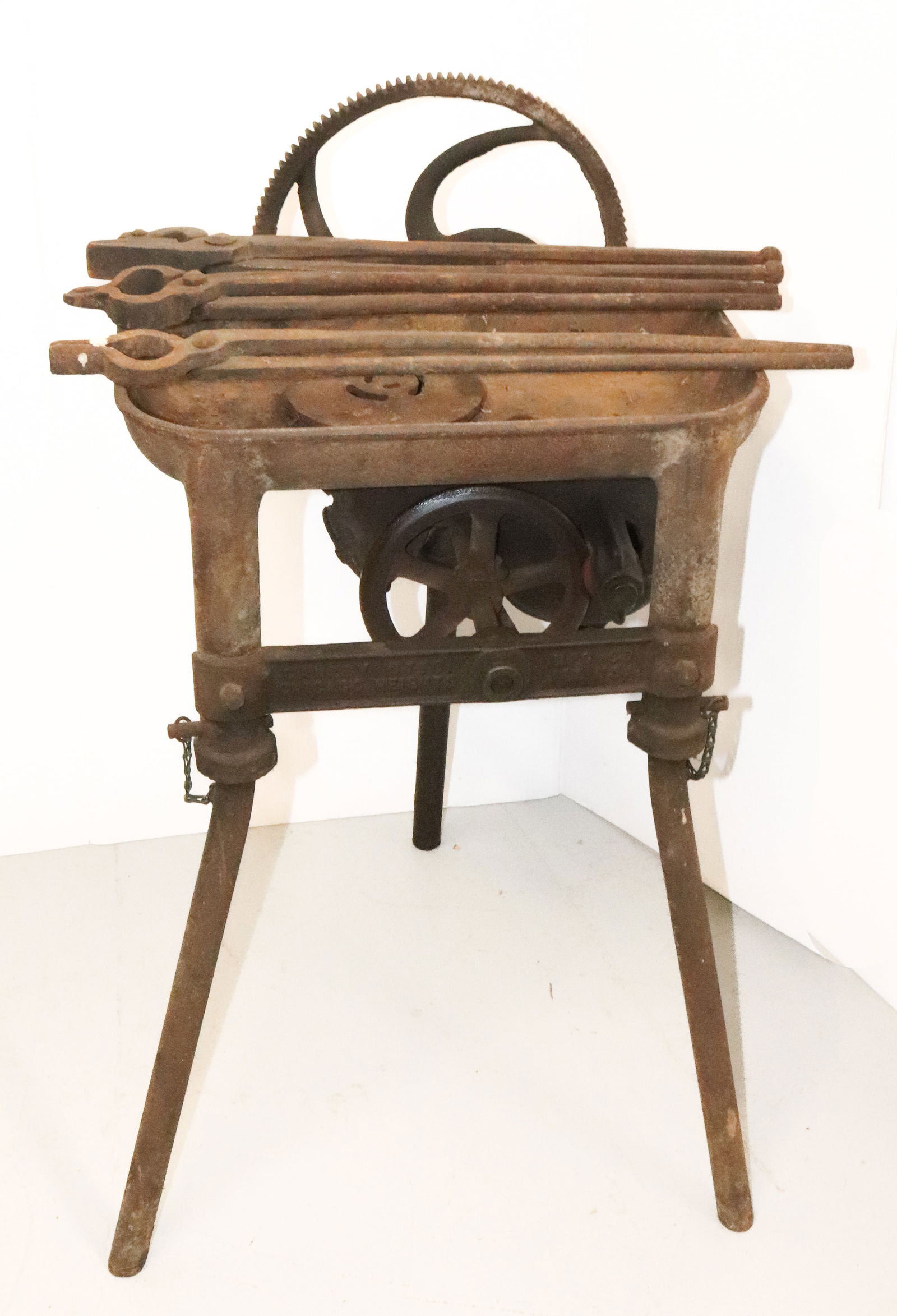 Antique Iron Bellow And Tongs Auction