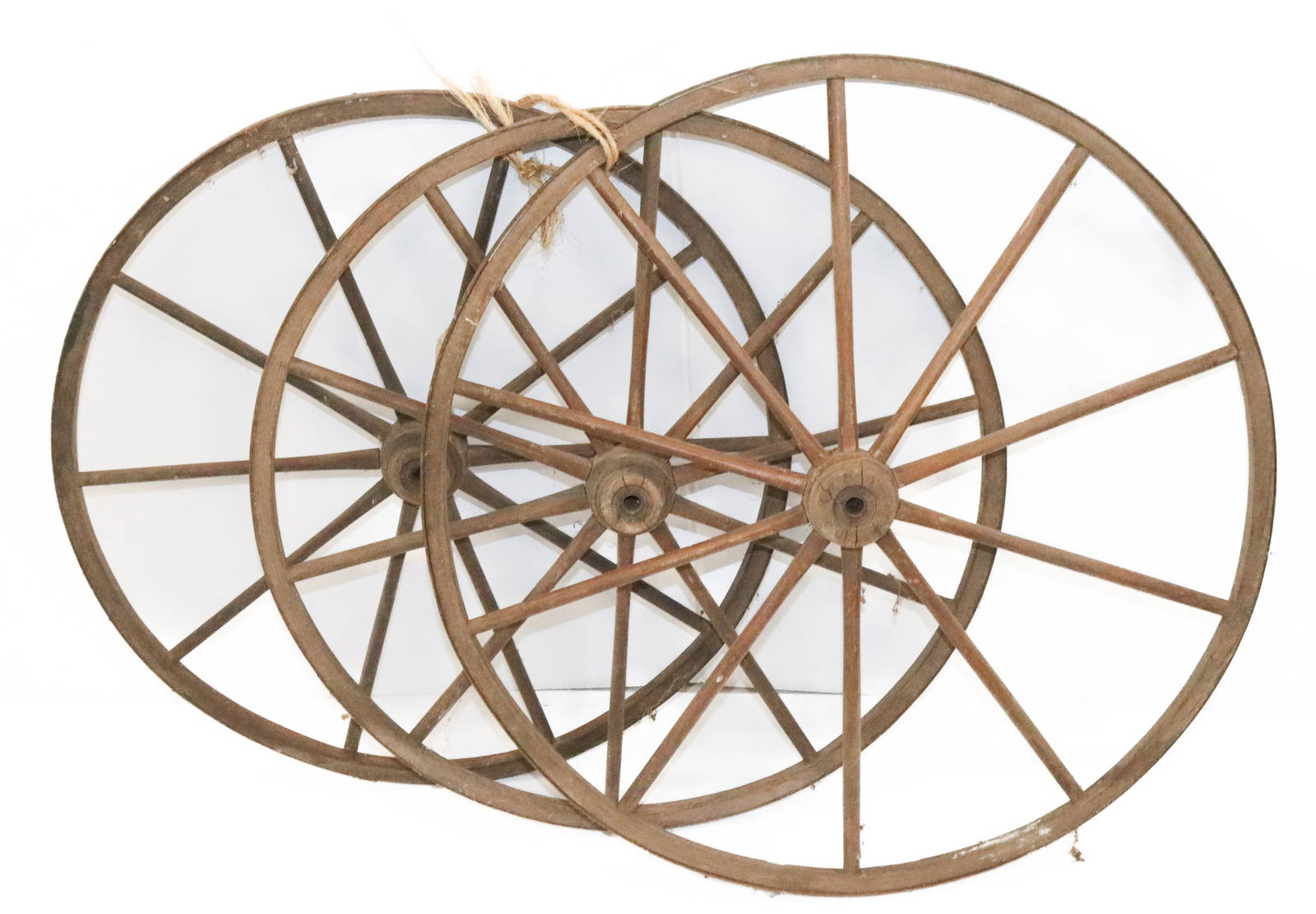 (3) Small Wooden Wagon Wheels Auction