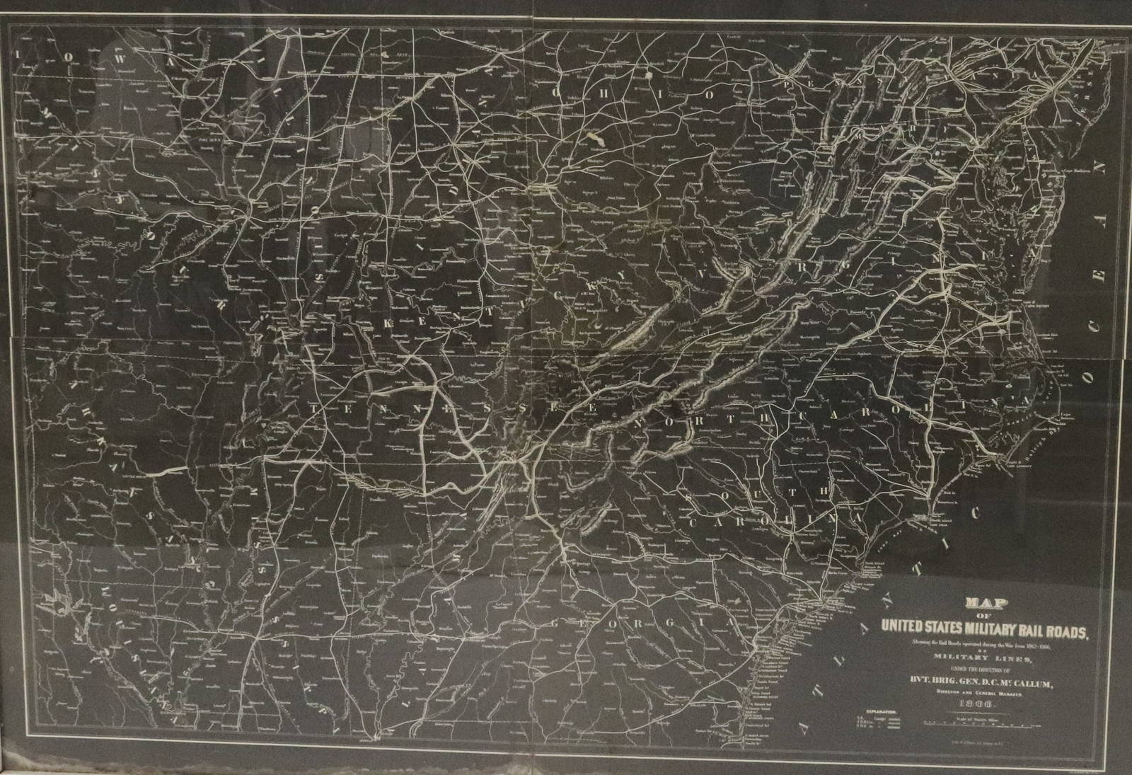 Framed Map Of Us Military Railroads Auction