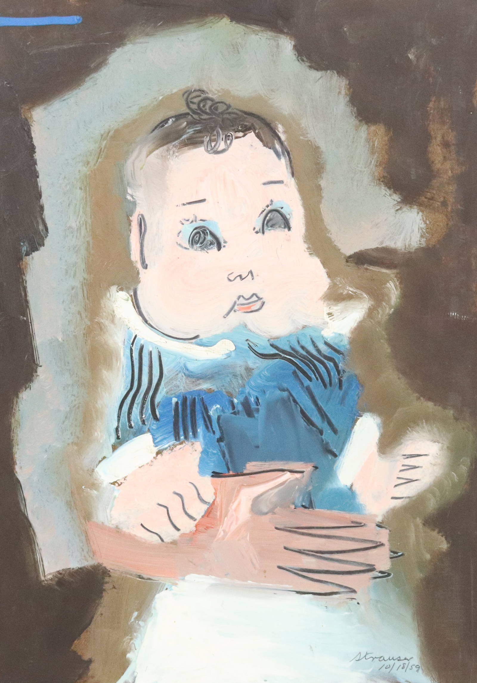 Sterling Strauser, Young Child, Oil On Canvas Auction