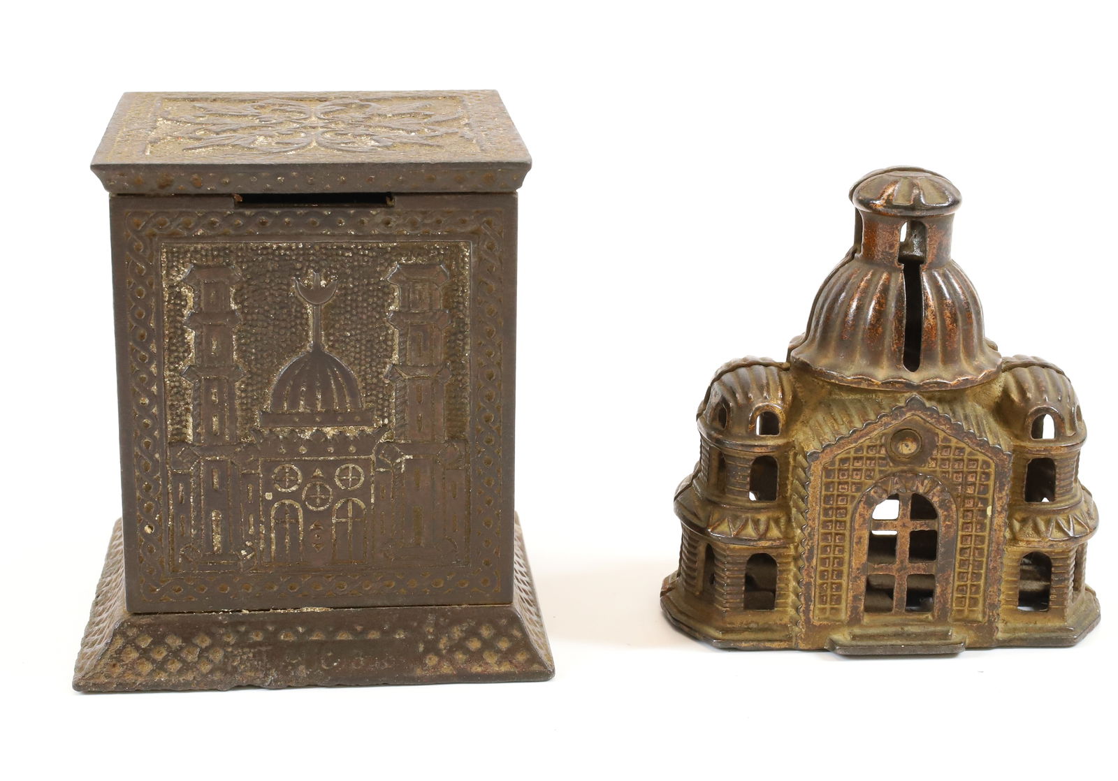 (2) Cast Iron Still Banks Auction