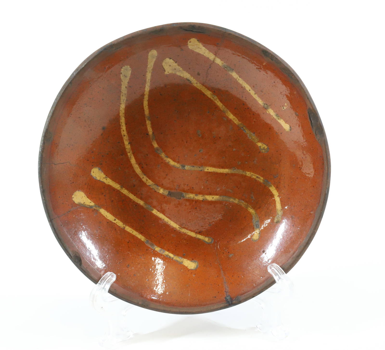 Redware Slip Decorated Pie Plate Auction