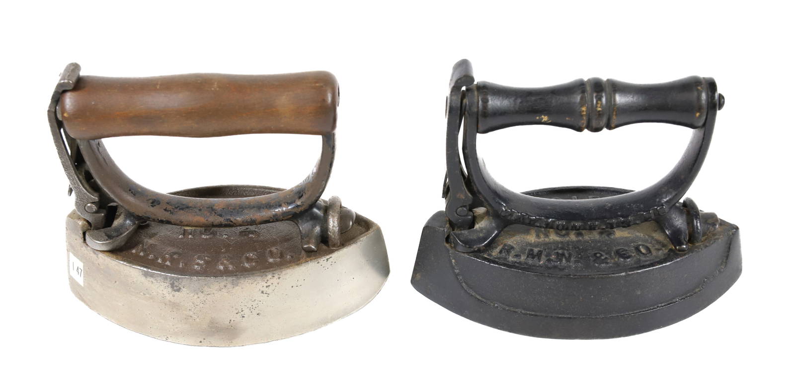 (2) Small Detachable Handle Irons Auction