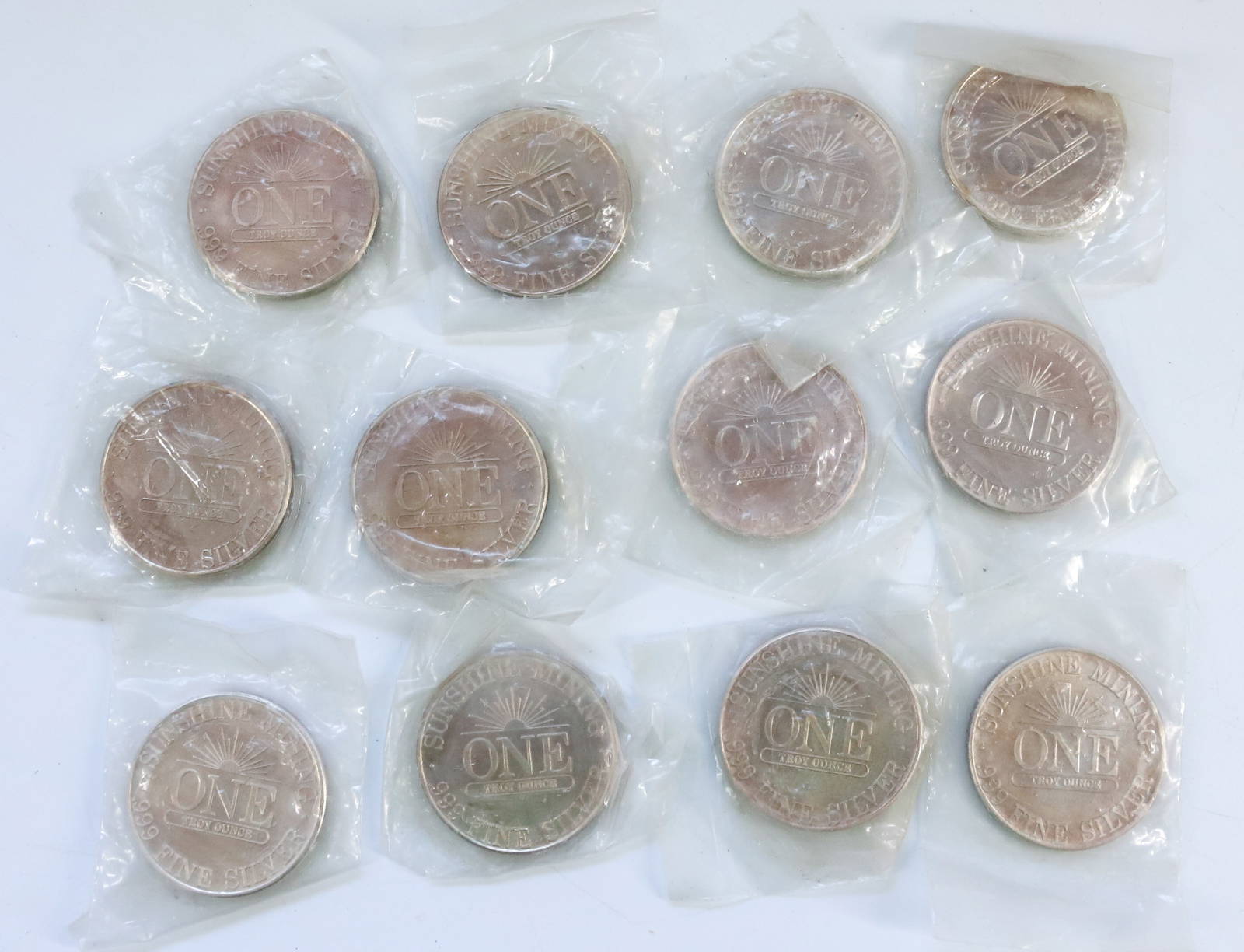 (12) Sunshine Mining 1 Oz .999 Fine Coins Auction