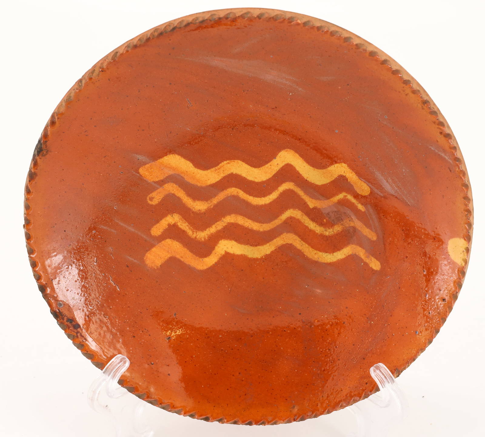 Redware Slip Decorated Pie Plate Auction