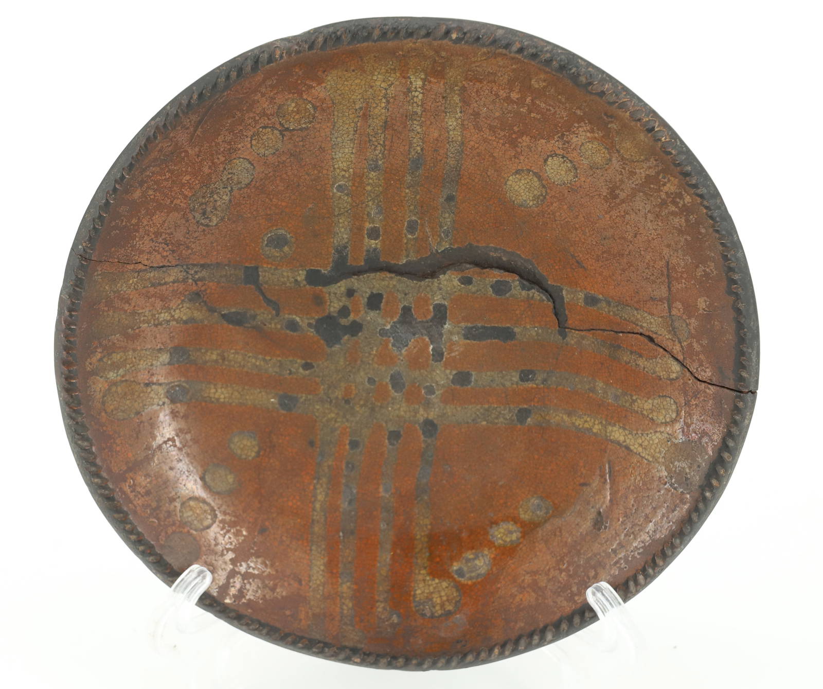 Redware Slip Decorated Pie Plate Auction