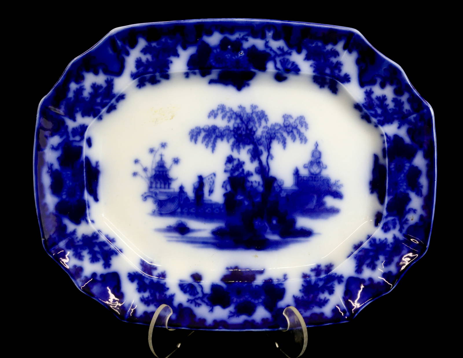 Flow Blue Scinde Pattern Platter Auction