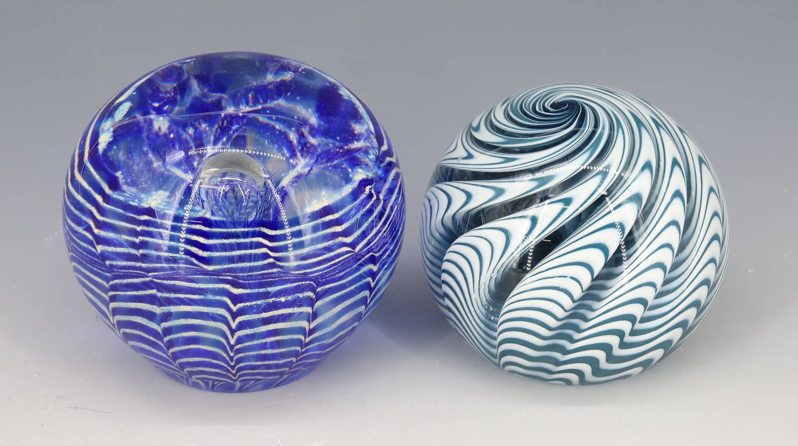 (2) Art Glass Signed Paperweights Auction