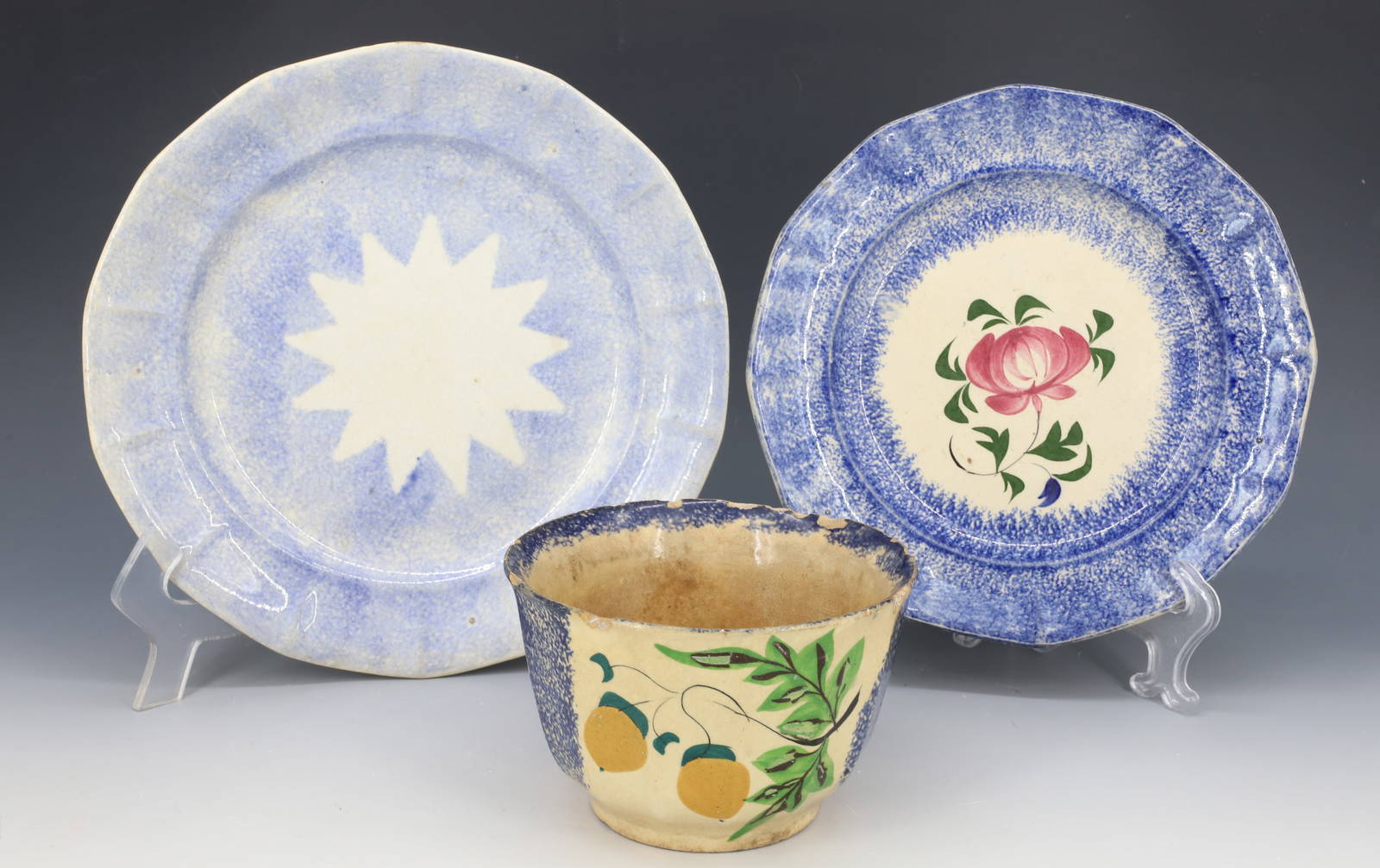 Lot Of Blue Spatterware Auction