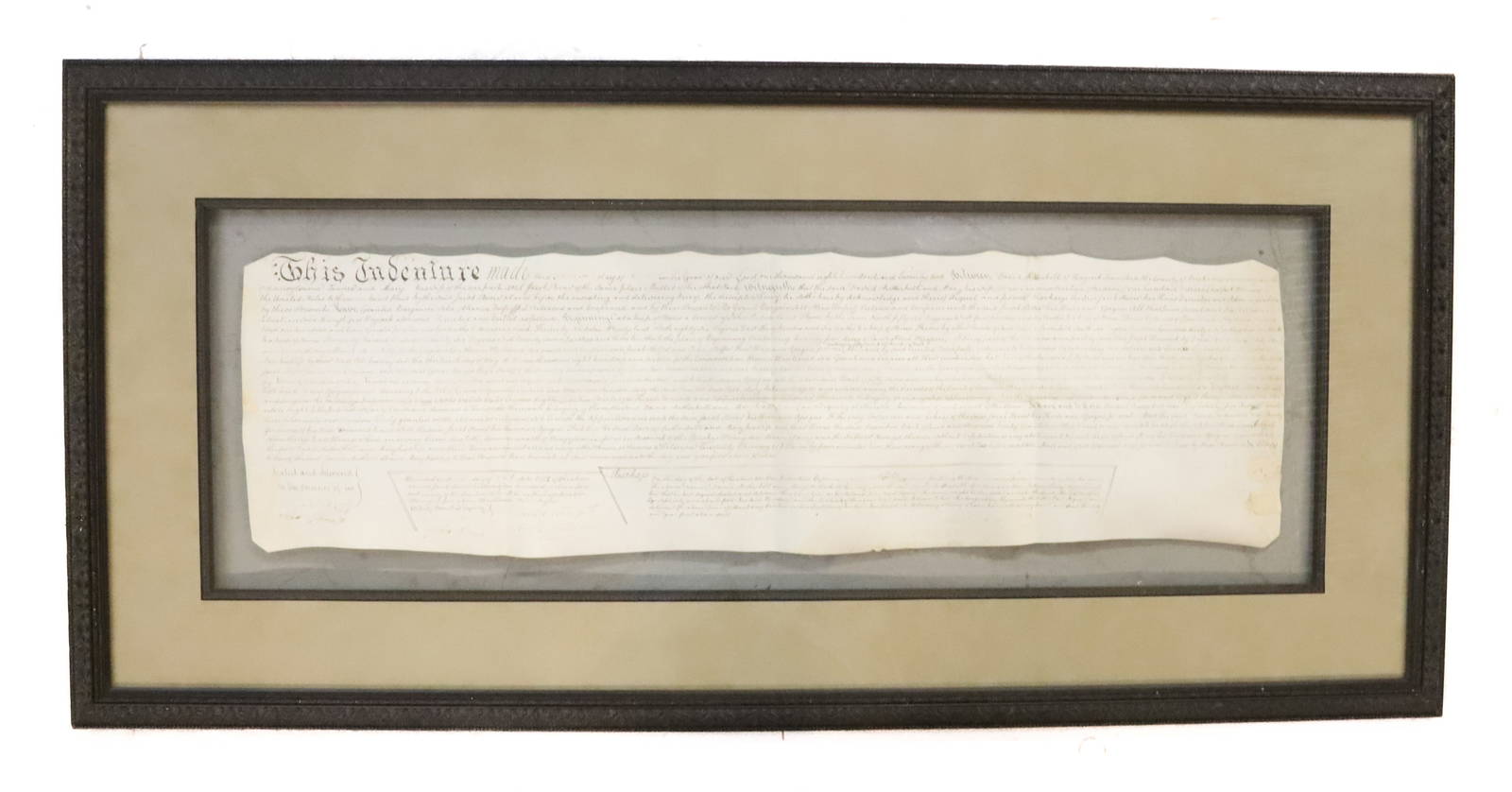 19th C. Framed Indenture Auction
