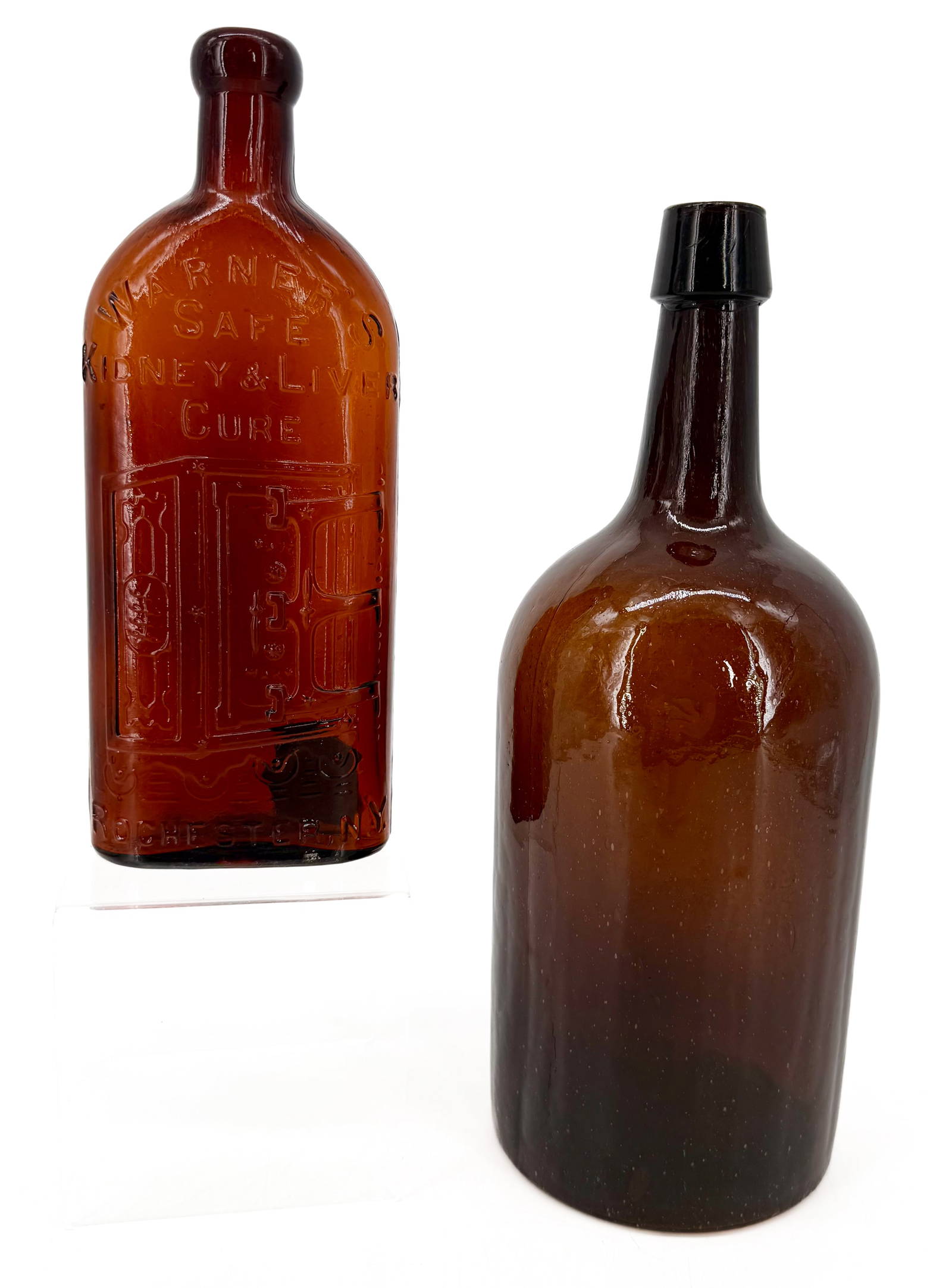 (2) Antique Amber Bottles Auction