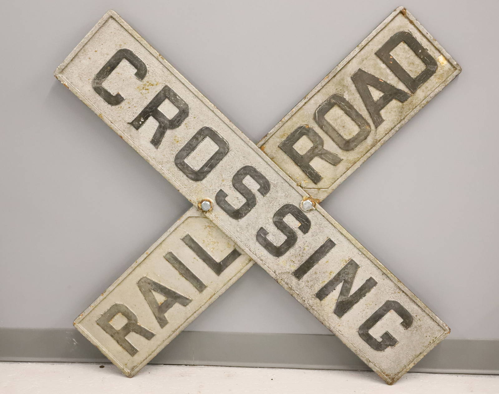 Painted Cast Iron Railroad Crossing Sign Auction