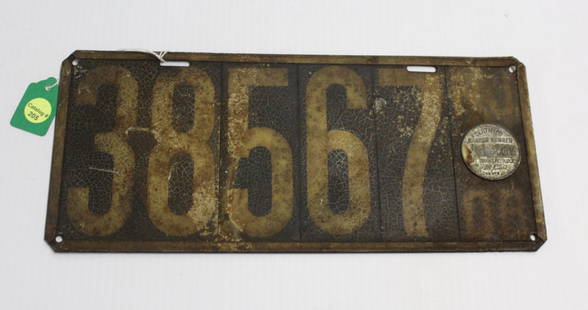 Early Iowa Leather License Plate