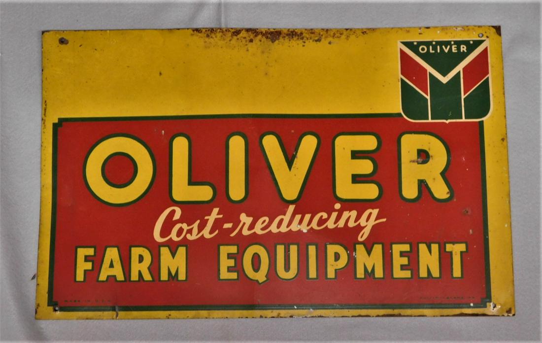 Tin "Oliver" Tractor Sign - Jan 30, 2021 | Roberson's Auctions in NY