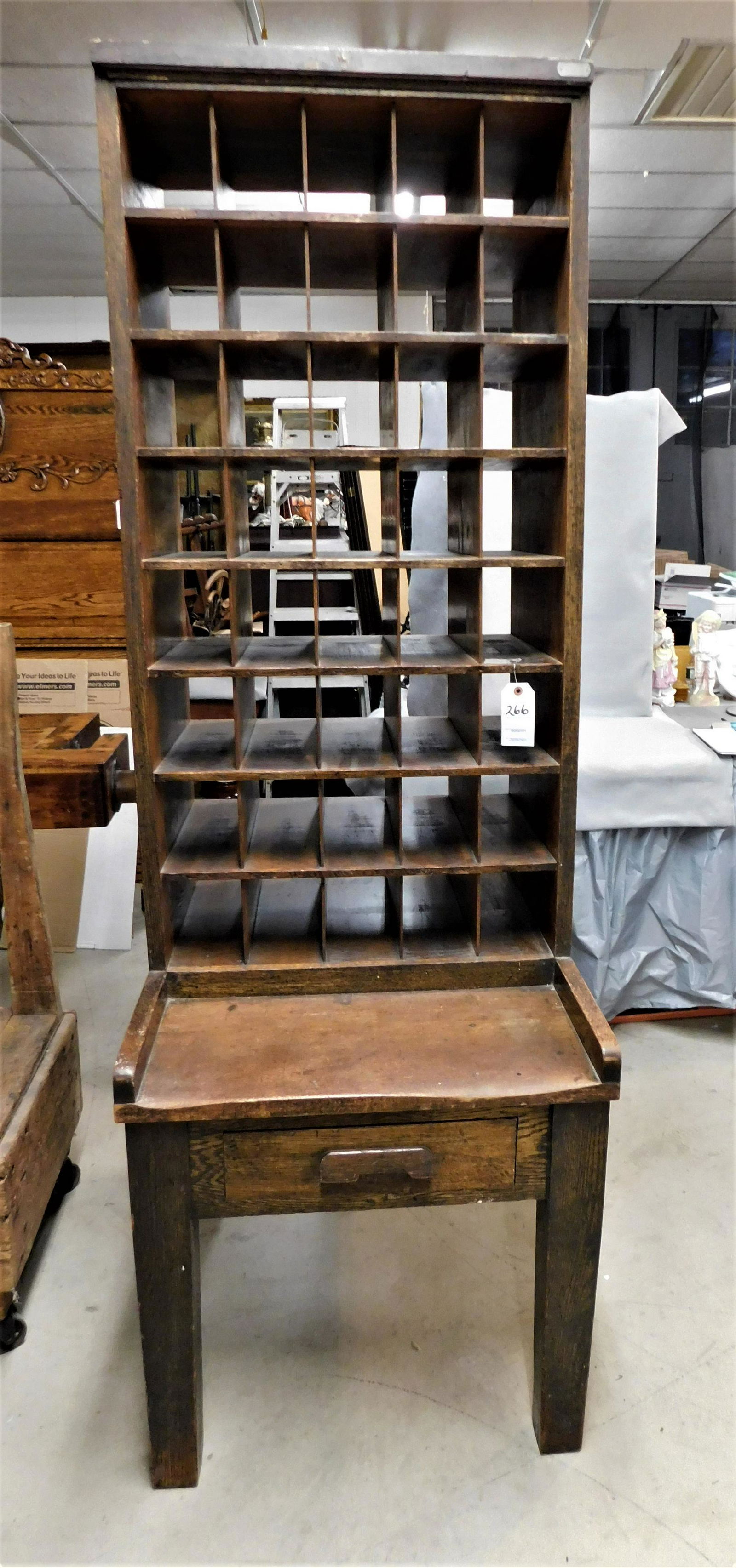 Solid Oak Post Office Box On Stand