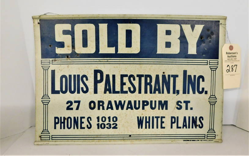 Metal "Sold By" Advertising Sign - Jul 16, 2022 | Roberson's Auctions in NY