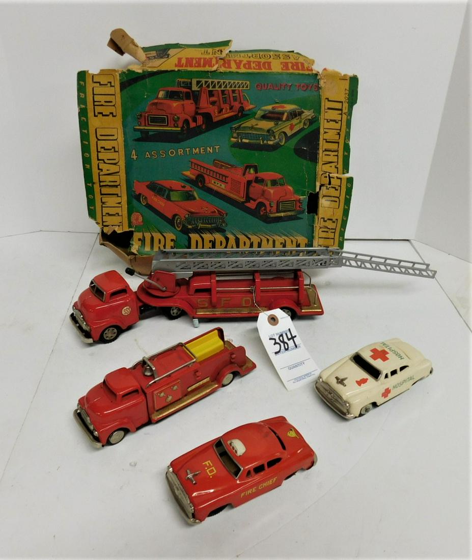 Set Of 4 Fire Dept Friction Toys