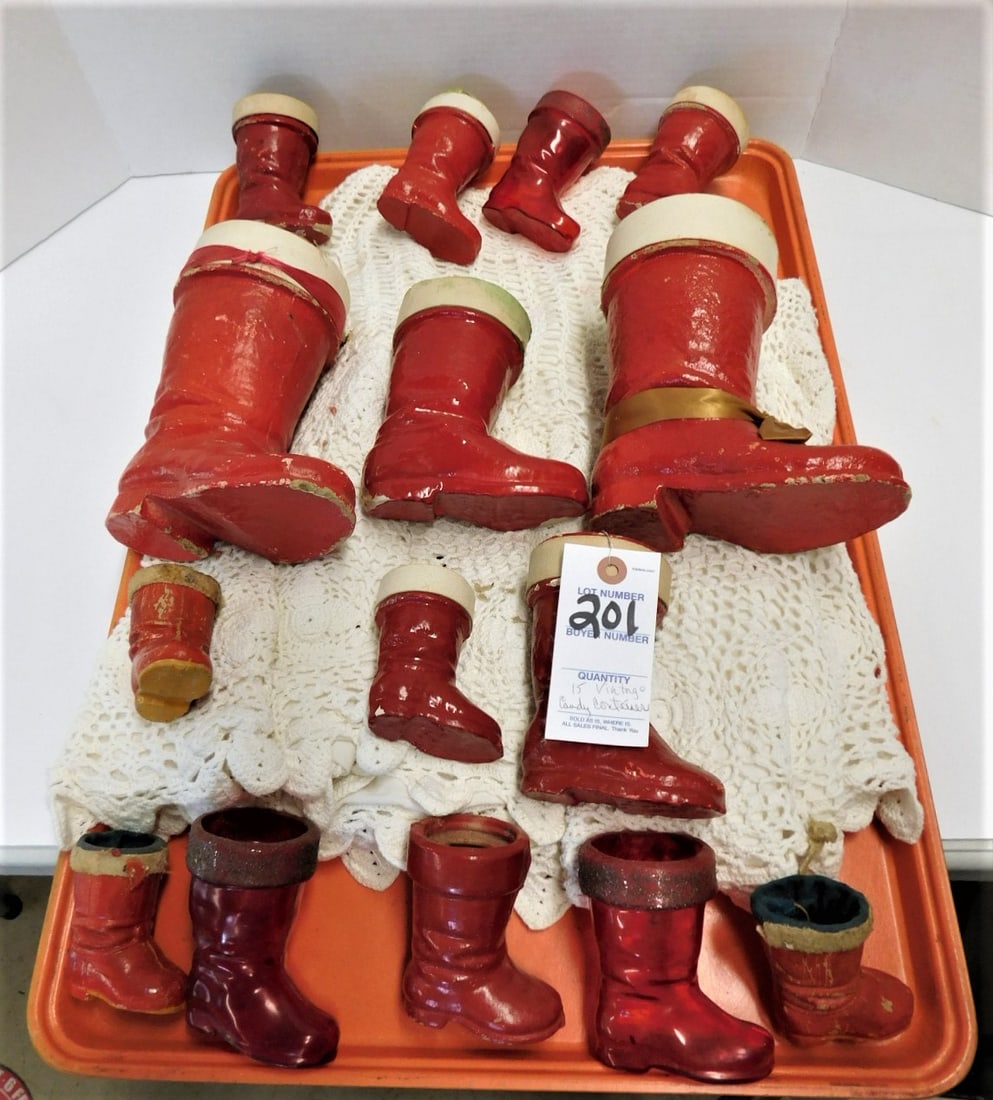 15 Santa Boot Candy Containers Auction