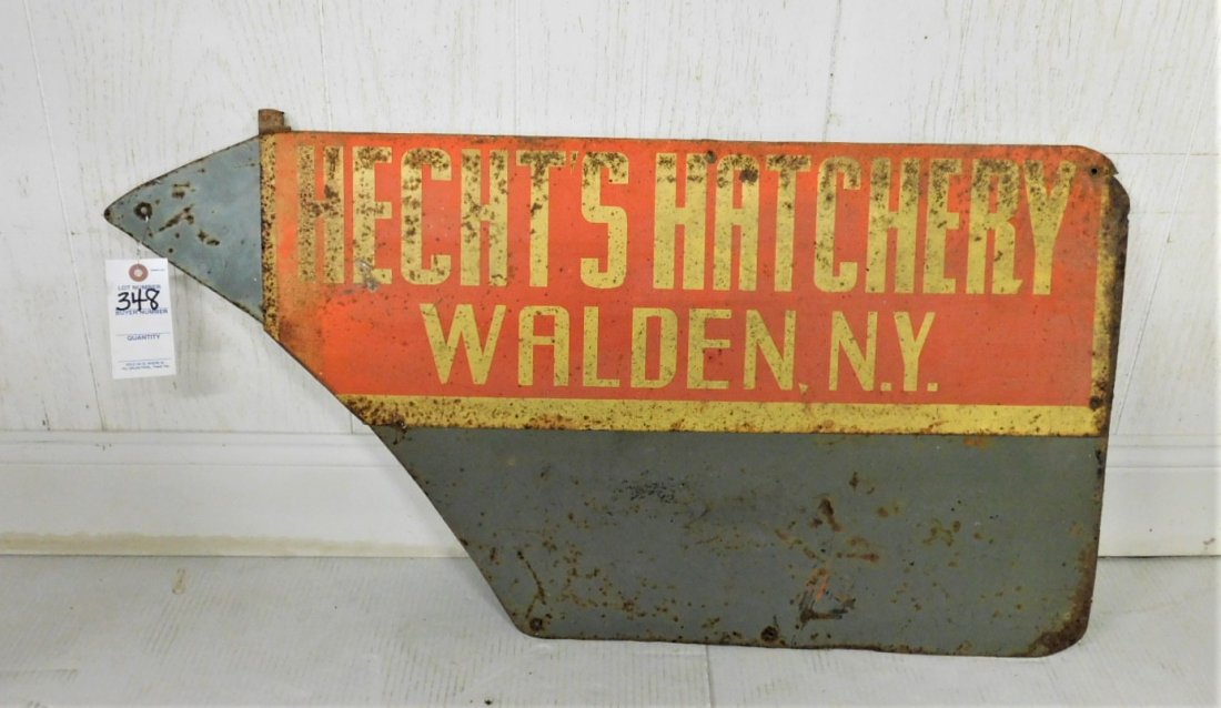 Metal "hecht's Hatchery Walden, Ny" Sign Auction