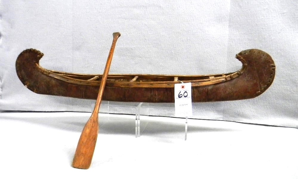 20th C. Birch Bark Miniature Canoe Auction