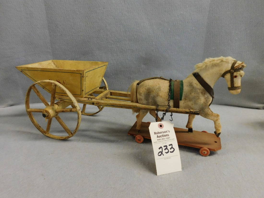 Early Cart W/horse Pull Toy Auction