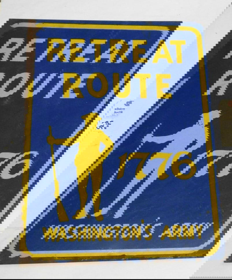 24" X 18" Iron Sign "retreat Route" Auction