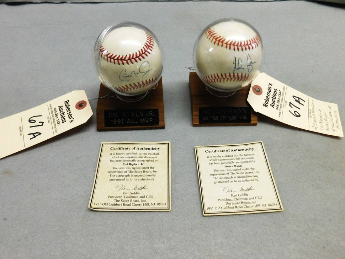 2 Signed Baseballs-cal Ripken Jr. Nolan Ryan - Jun 21, 2025 | Roberson ...