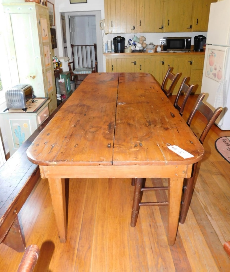8 Ft. 2 Board Scrub Top Harvest Table Auction
