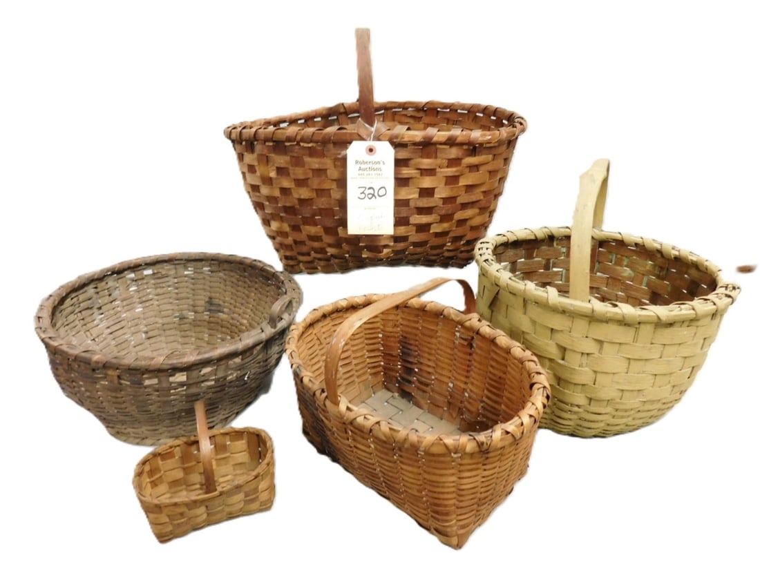 5 Early Splint Baskets Auction