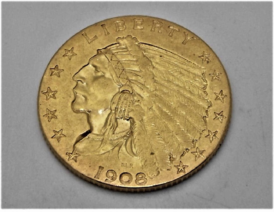 1908 P $ 2.5 Gold Indian Coin