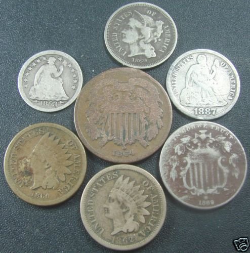 Large 19th Century United States Coins Grab Bag