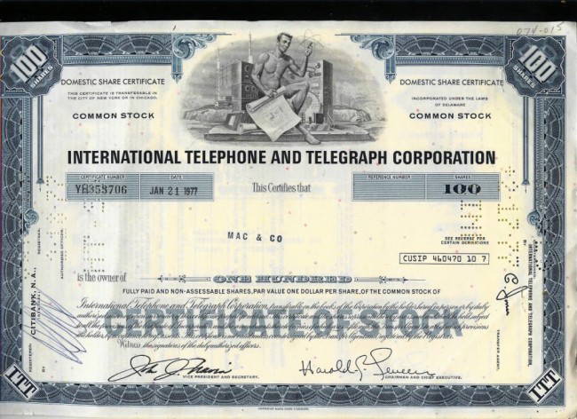 (5) International Telephone And Telegraph Stocks