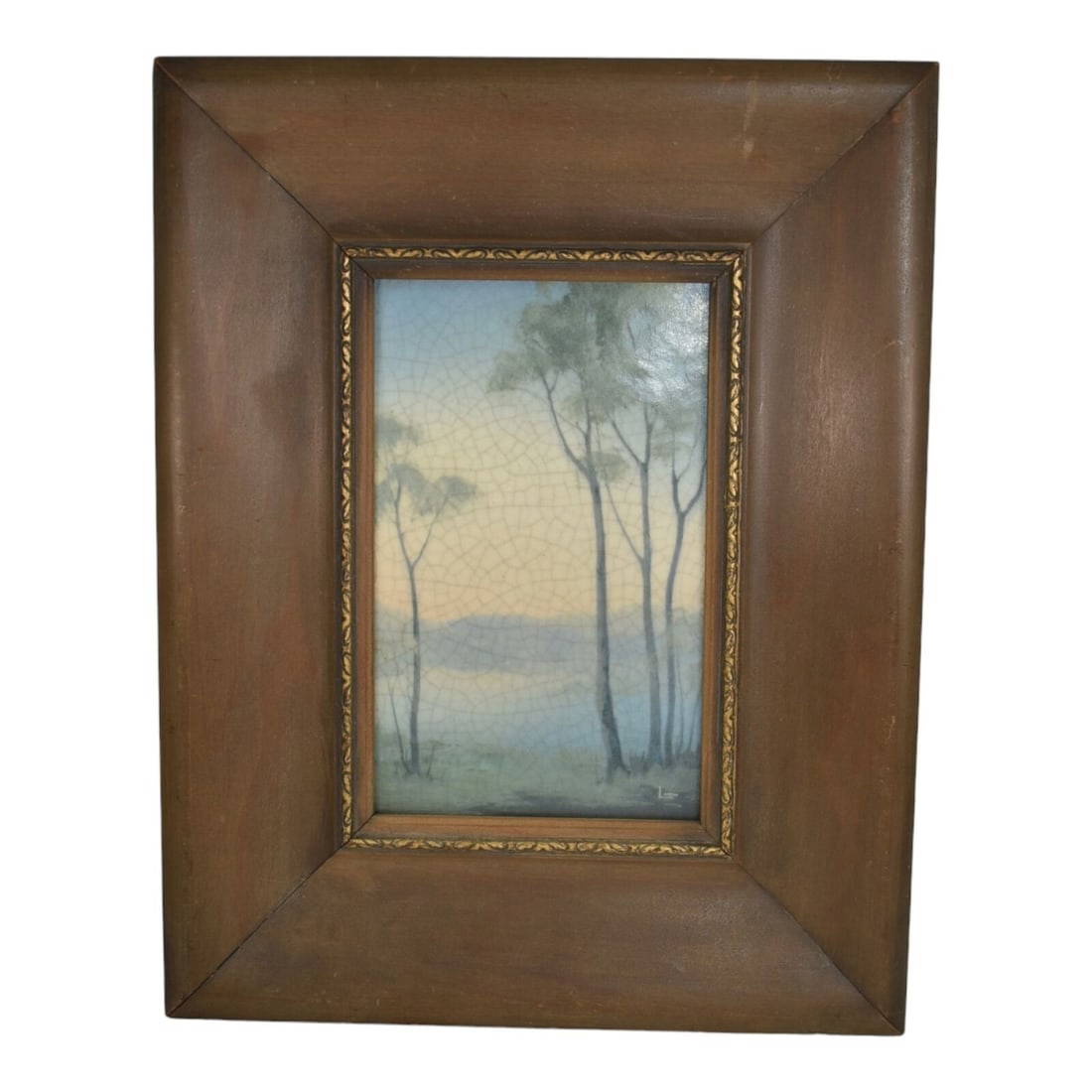 Rookwood 1918 Vintage Art Pottery Vellum Scenic Landscape Framed Plaque Epply Auction