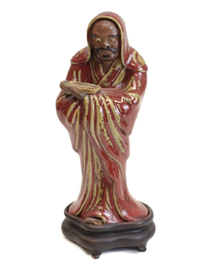 Chinese Shiwan Rust Red Pottery Stoneware Figurine, Auction