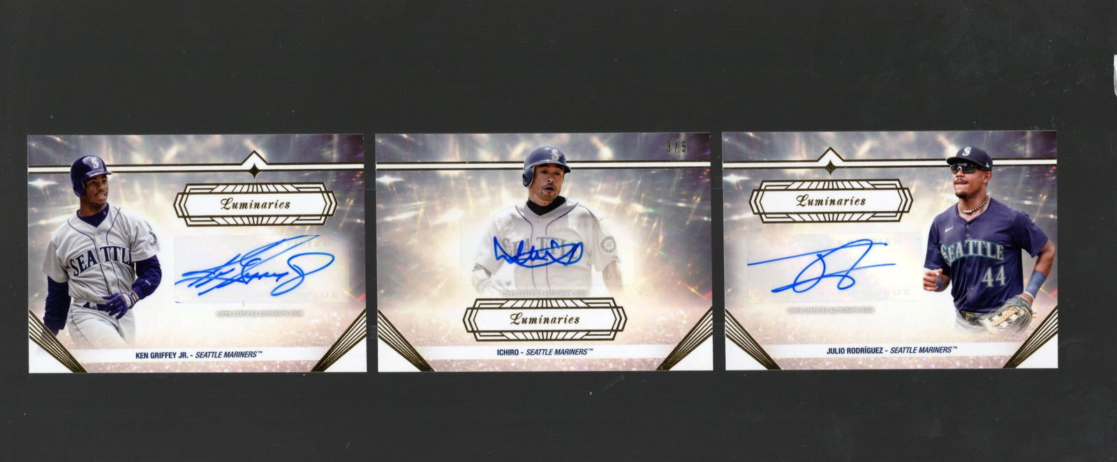 Ken Griffey Jr./ichiro/julio Rodriguez Guiding Light Triple Autograph ...