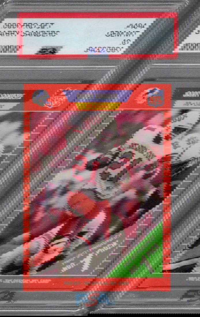 Barry Sanders Rookie Card Psa 10 1989 Pro Set #494 Detriot Lions ...