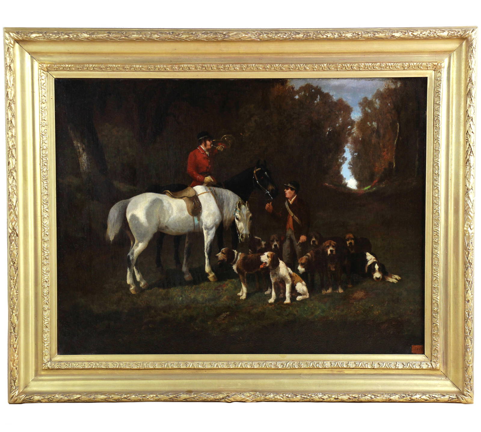 Hunting Scene,oil Painting Atr. A. De Dreux 19th C Auction