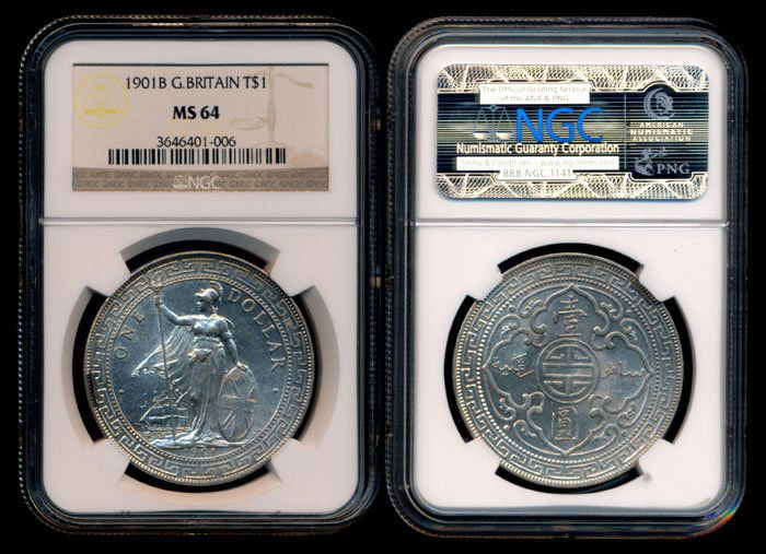British Trade Dollars 1901b Ngc Ms64