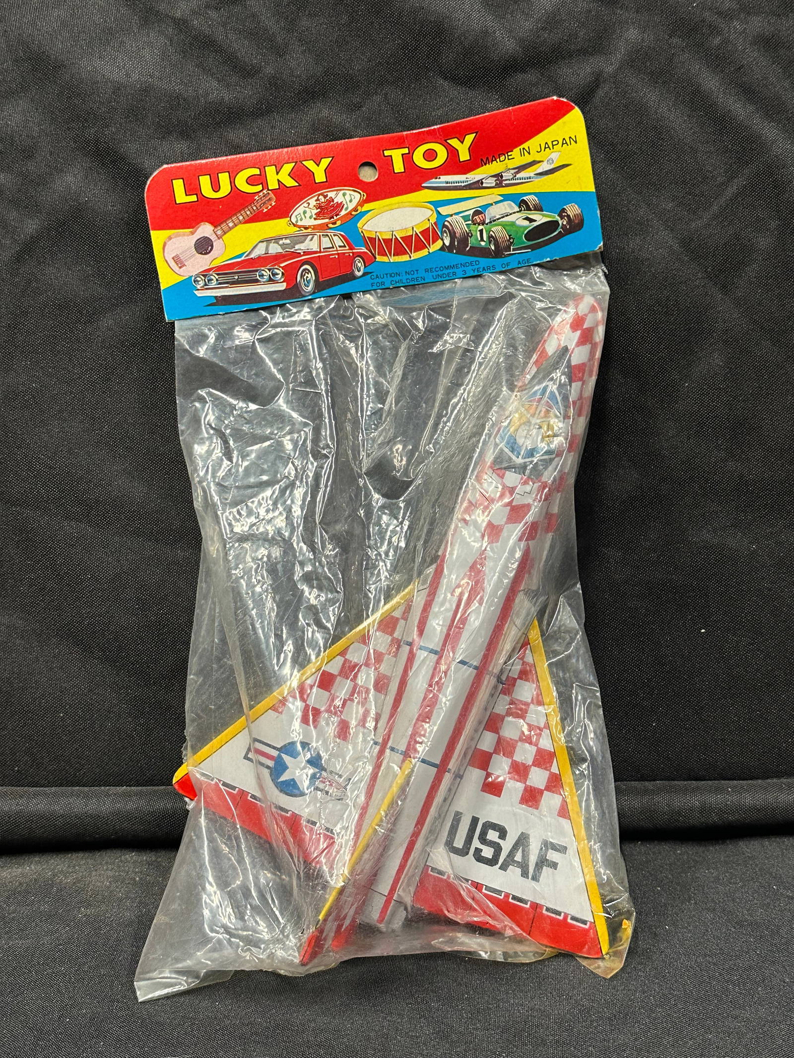 Lucky Toy Made In Japan Us Fighter Jet Tin Friction Toy Auction